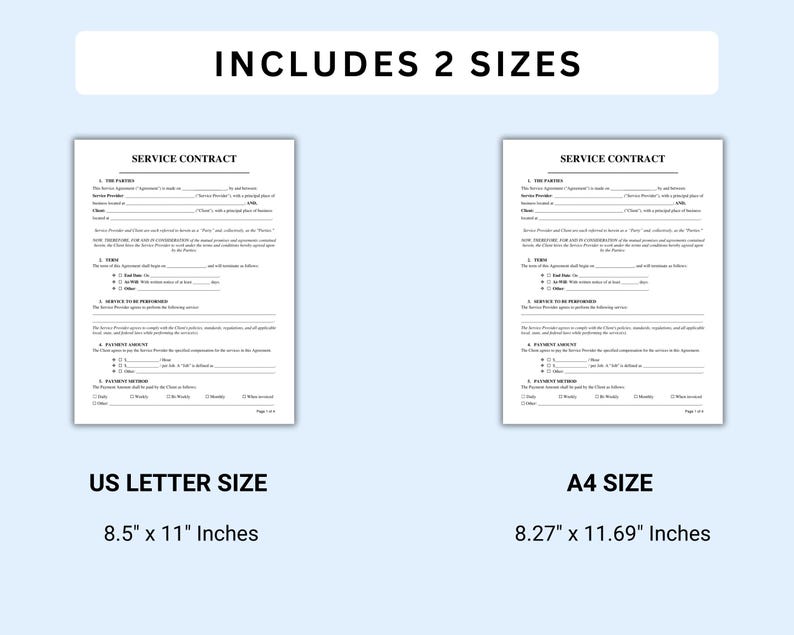 Editable Service Contract Template, Printable Services Contract ...
