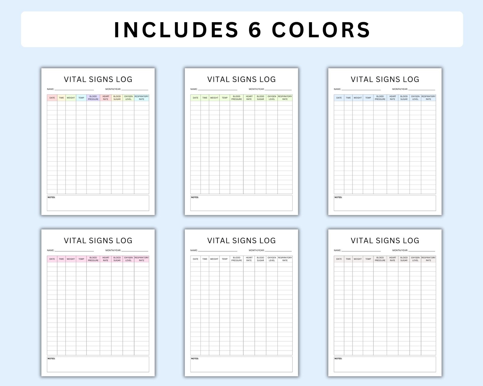 Printable Vital Signs Log, Daily Health Tracker, Vital Sign Tracker for ...