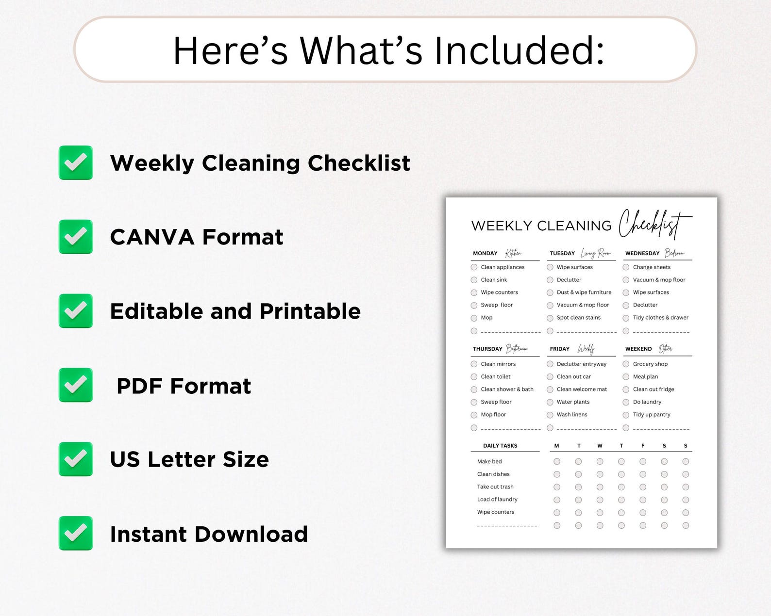 Weekly Cleaning Schedule. Cleaning Checklist. Cleaning to Do List ...