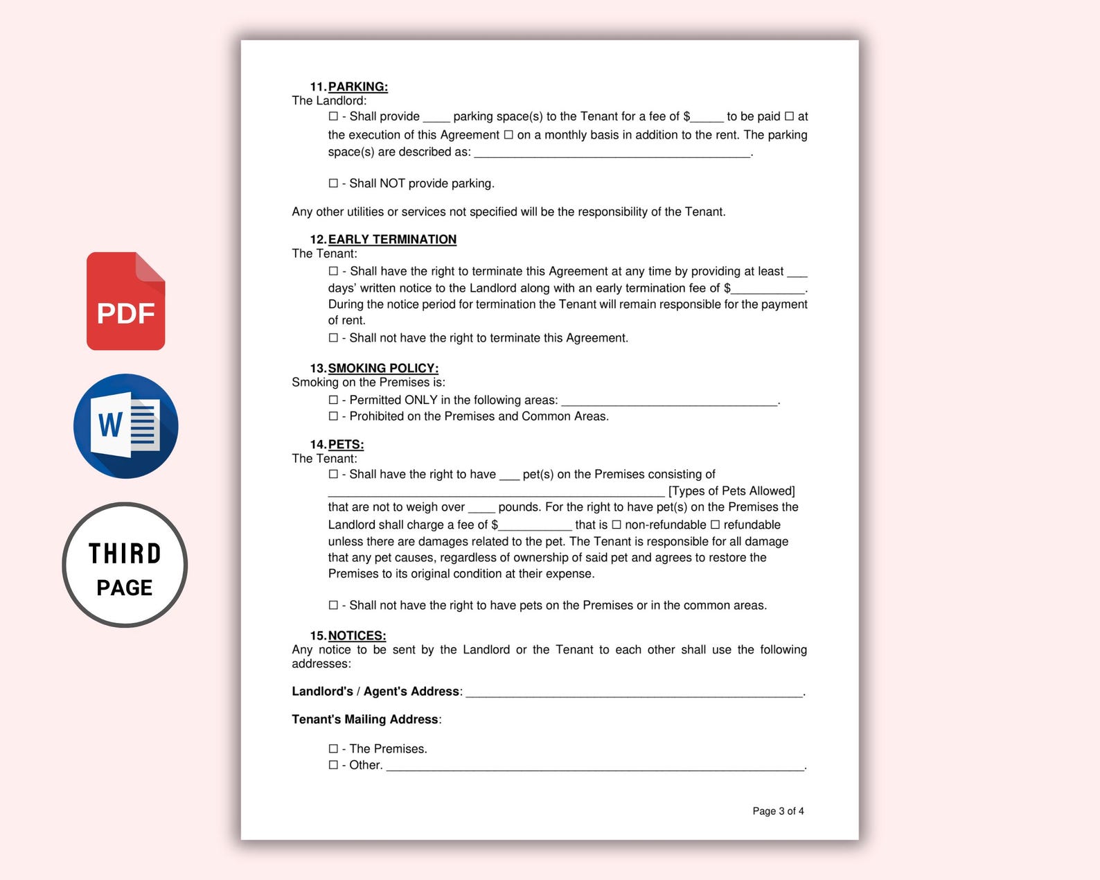 Editable Rental Agreement Templates. Printable Rental Agreements Form ...