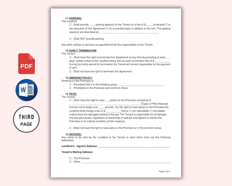 Editable Rental Agreement Templates. Printable Rental Agreements Form ...