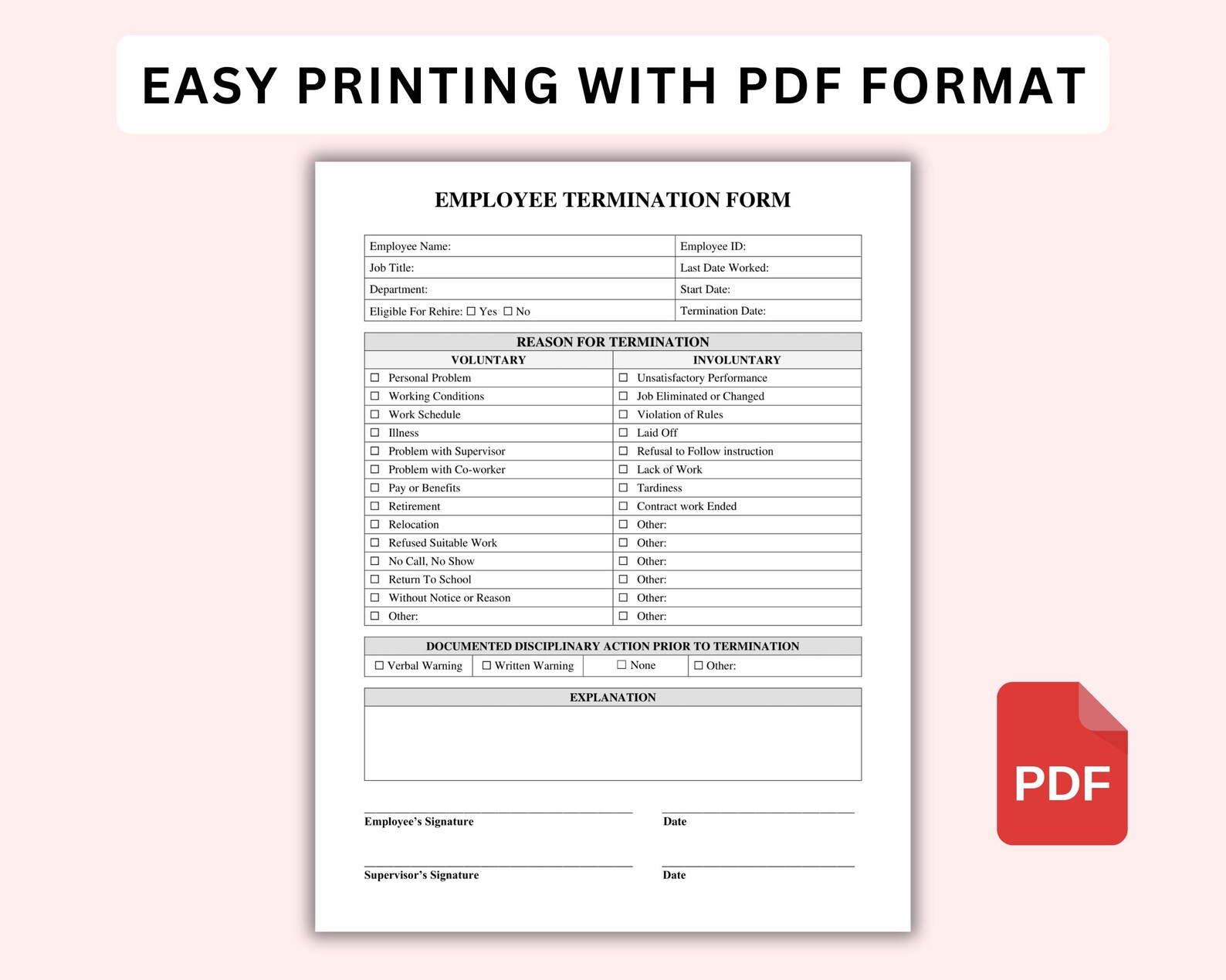 Printable Employee Termination Form. Editable Employee Termination Form ...