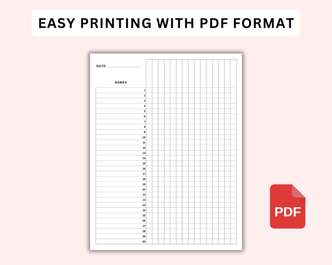 Printable Class Record. Classroom Grading Sheets. Class Gradebook ...