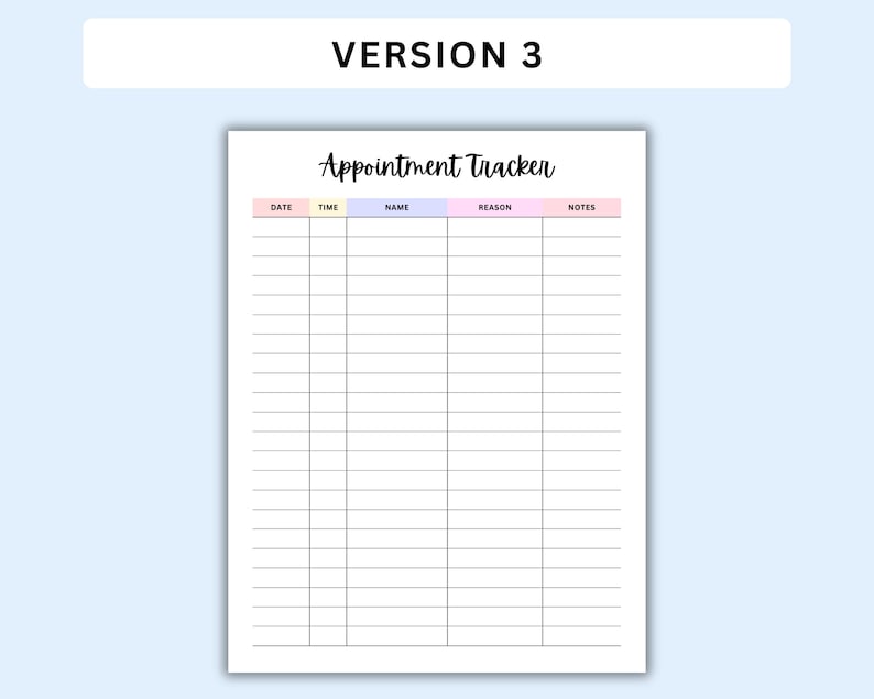 Simple Appointment Tracker Printable, Small Business Meeting Reminder ...