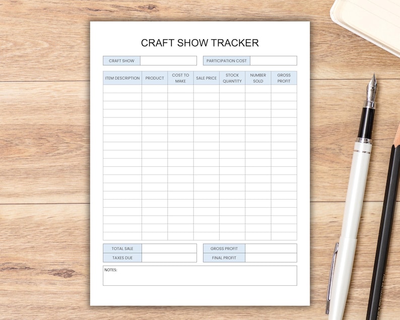 EDITABLE Craft Show Tracker Printable Craft Show Order Form Craft Fair ...