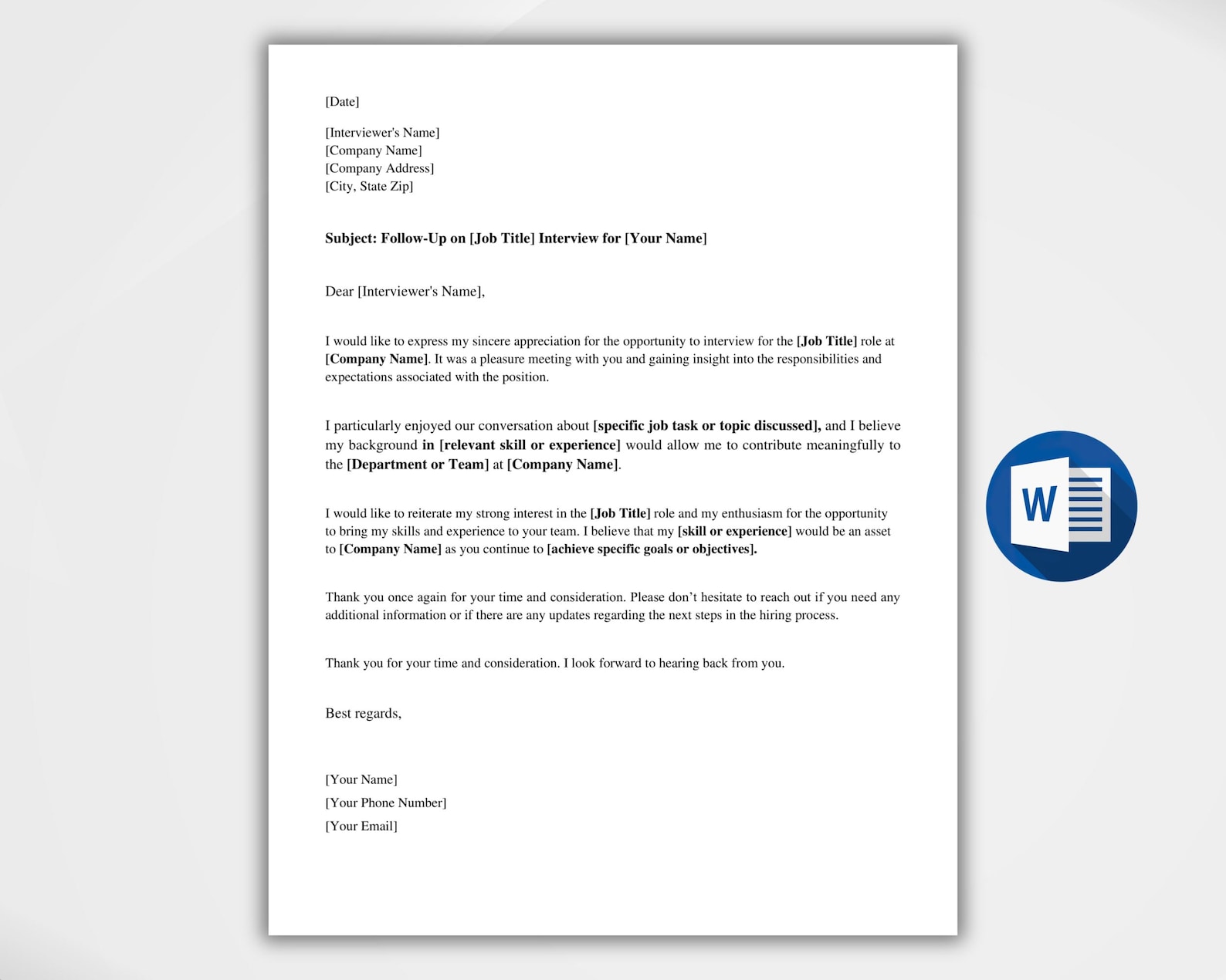 Professional Interview Thank You Letter Template | Follow-up Letter ...