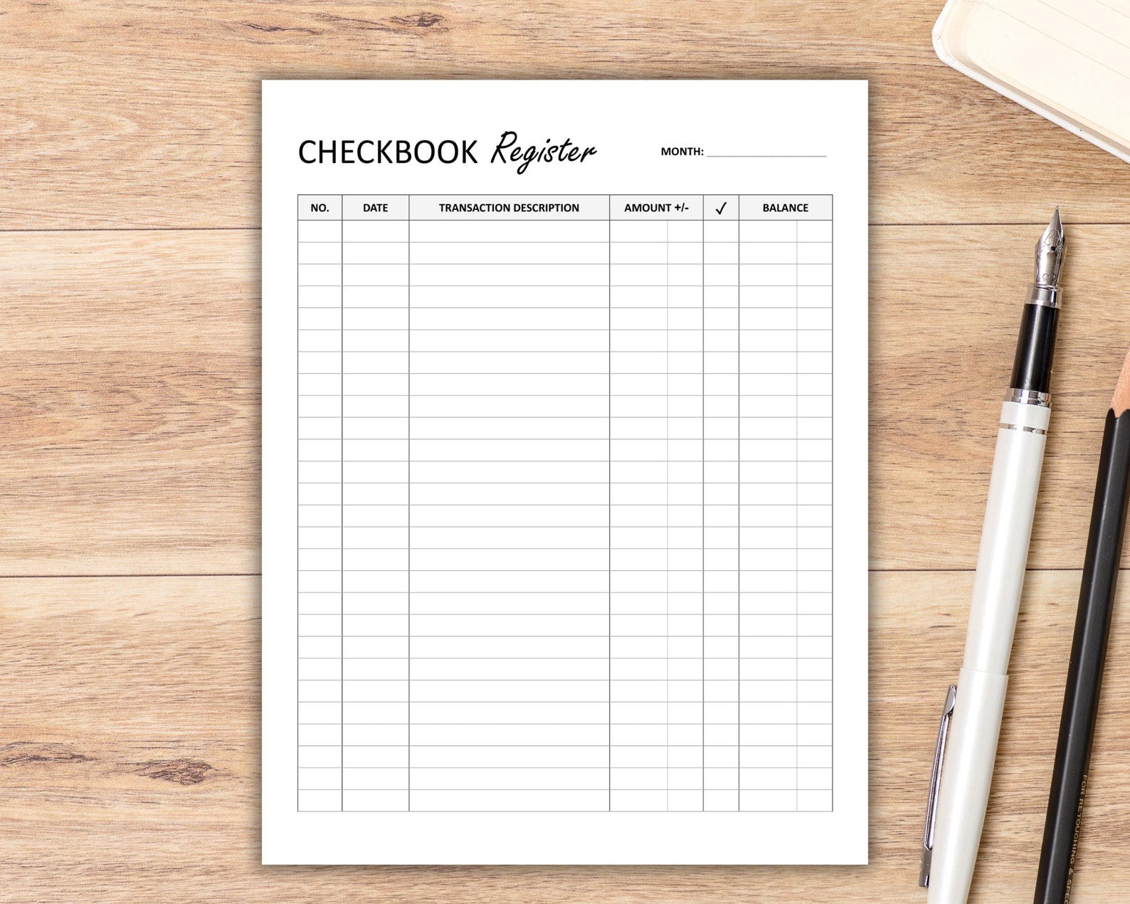 Checkbook Register Printable. Check Register Pages. Transaction ...