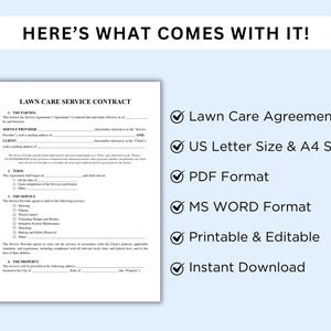 Lawn Care Service Agreement Template Printable, Landscaping Service ...