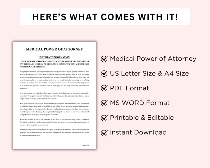 Printable Medical Power of Attorney Form. Medical Power of Attorney ...