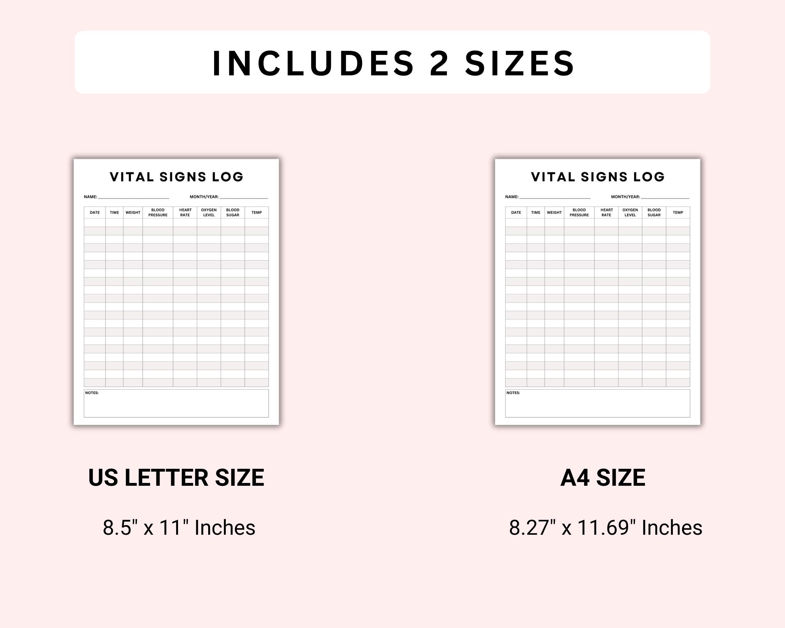 Vital Signs Tracker Printable. Daily Vital Sign Chart Nurse. Vital ...