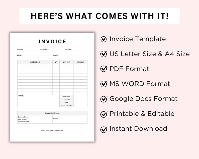 Editable Invoice Form Template. Invoice Template Printable. Billing ...