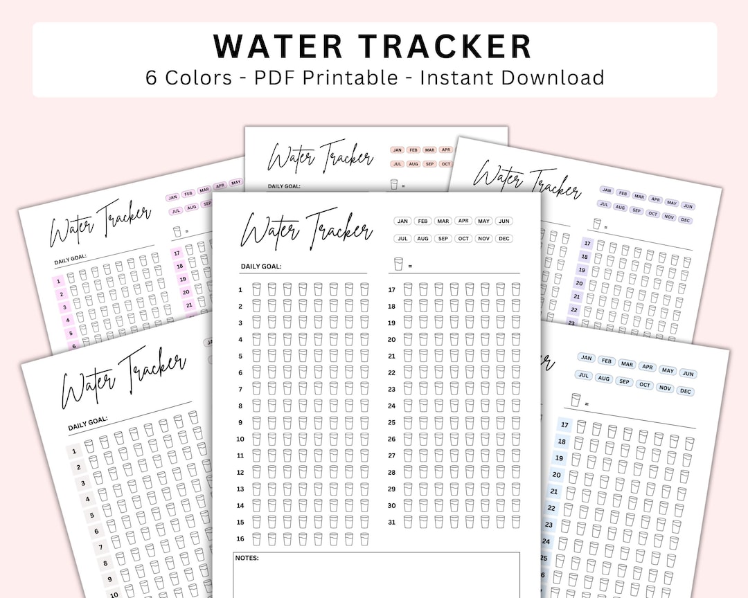 PRINTABLE Monthly Water Tracker. Monthly Water Intake Tracker ...