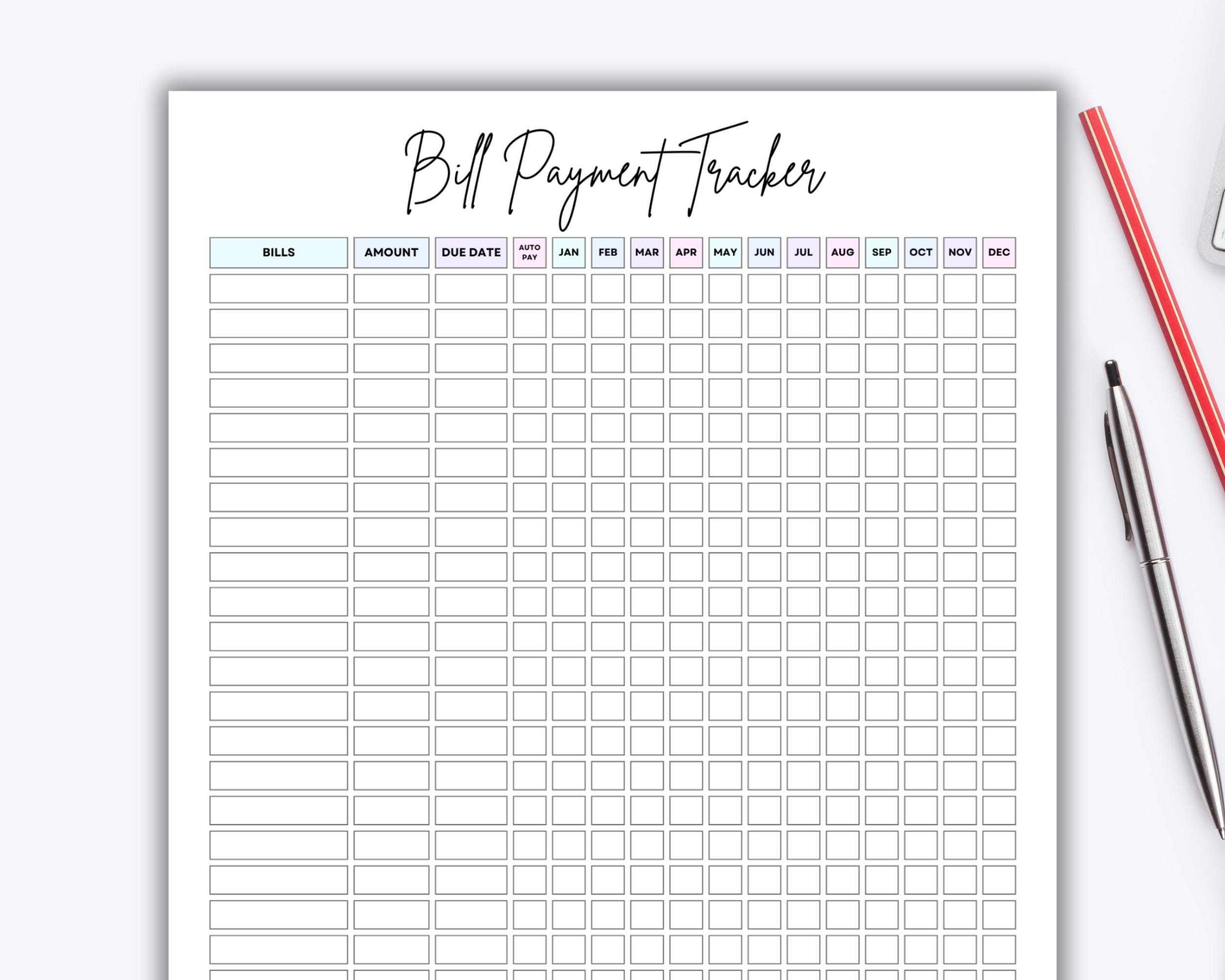 Bill Tracker Printable, Monthly Expense Tracker PDF, Budget Planner ...