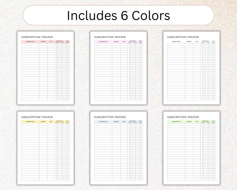 Subscription Tracker Printable PDF. Membership Tracker. Subscription ...