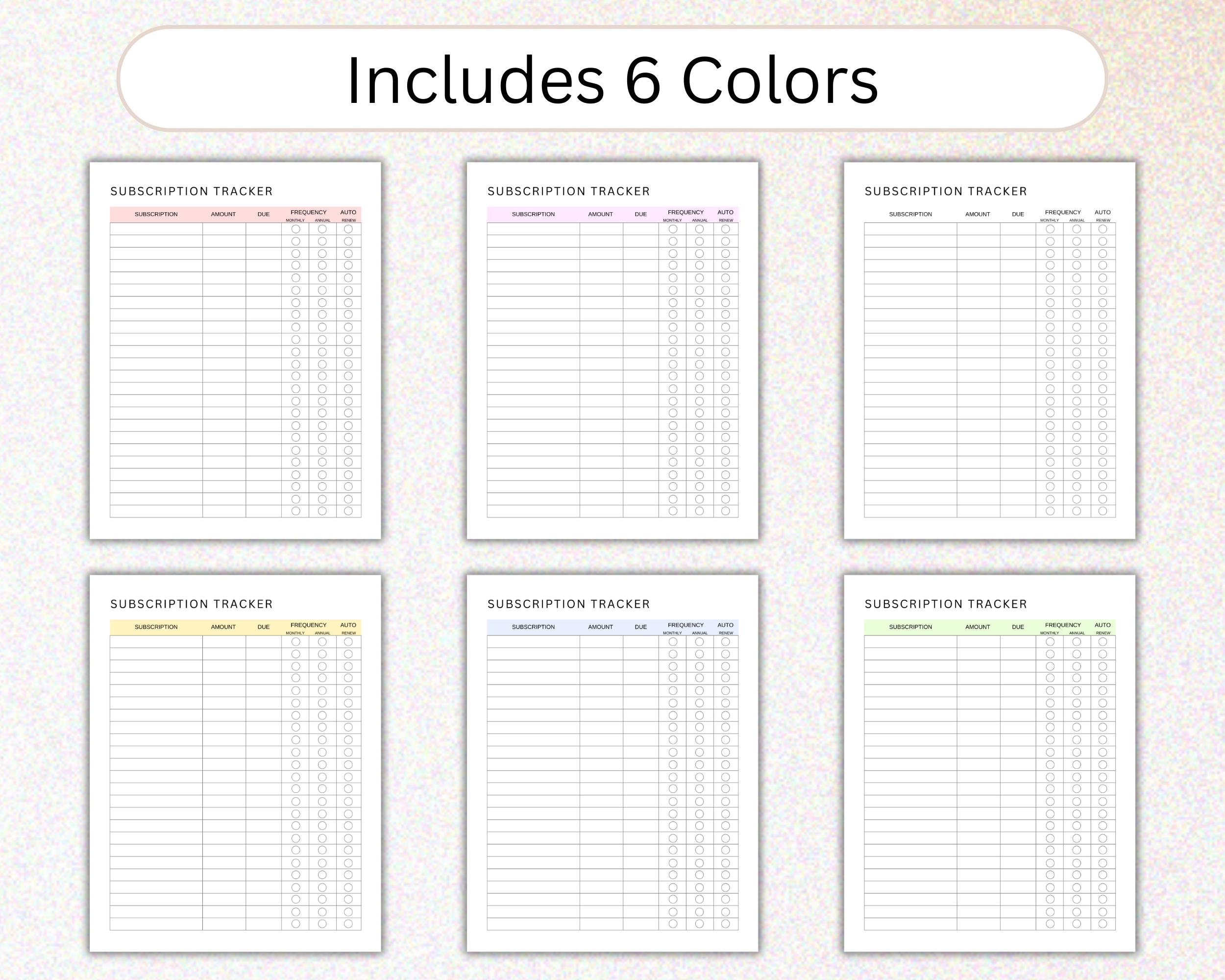 Printable Subscription Tracker. Membership Tracker. Subscription ...