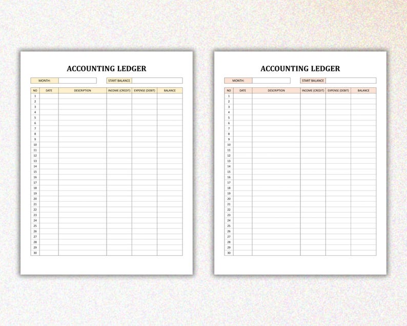 Printable Accounting Ledger, Small Business Expense Tracker, General ...