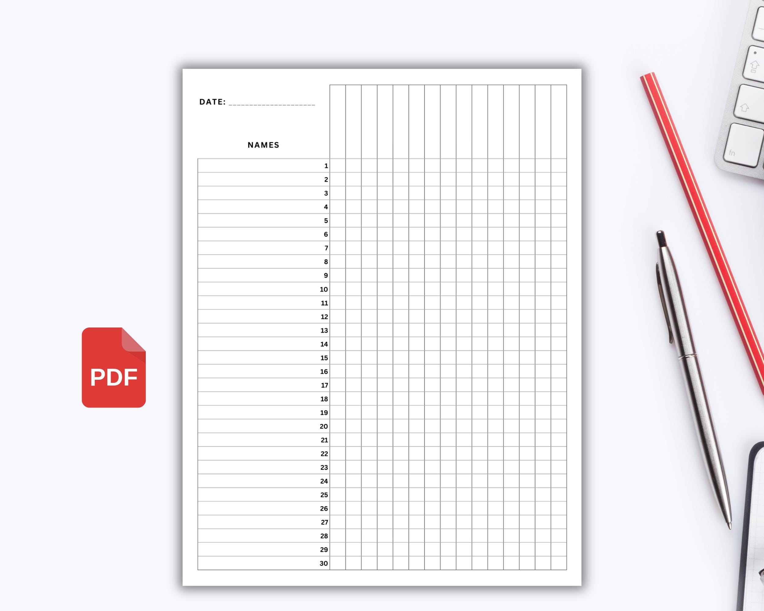 Printable Class Record. Classroom Grading Sheets. Class Gradebook ...