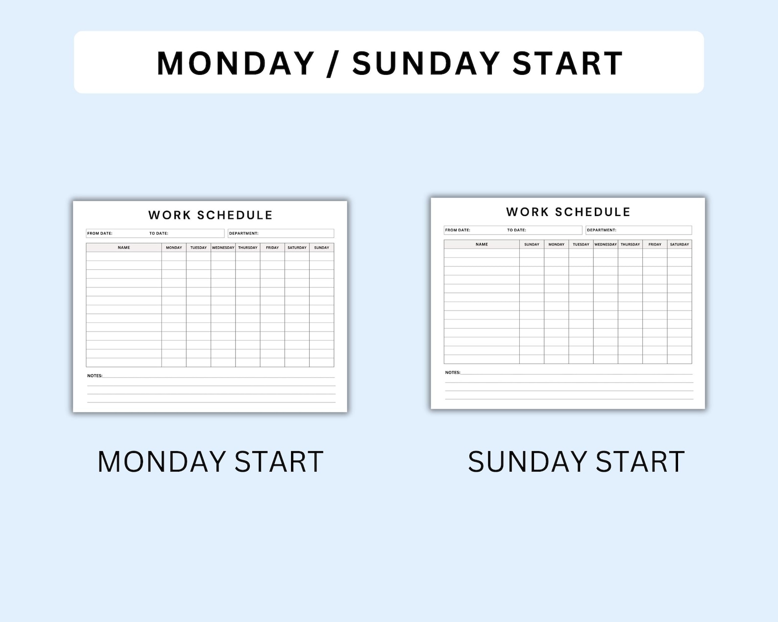 Employee Weekly Work Schedule Form Printable PDF. Instant Digital ...