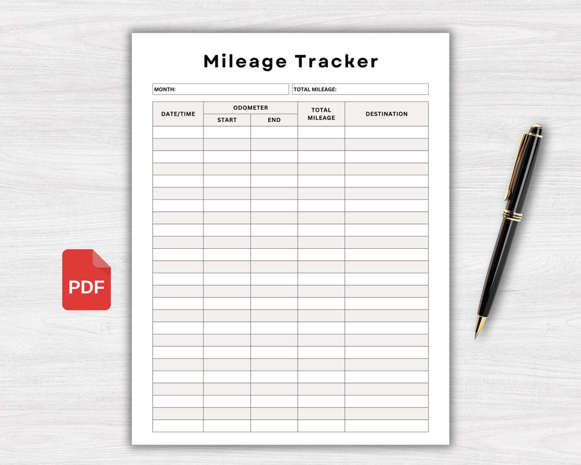 Mileage Log Printable. Work Trip Miles Tracker. Car Miles Tracker. Car ...