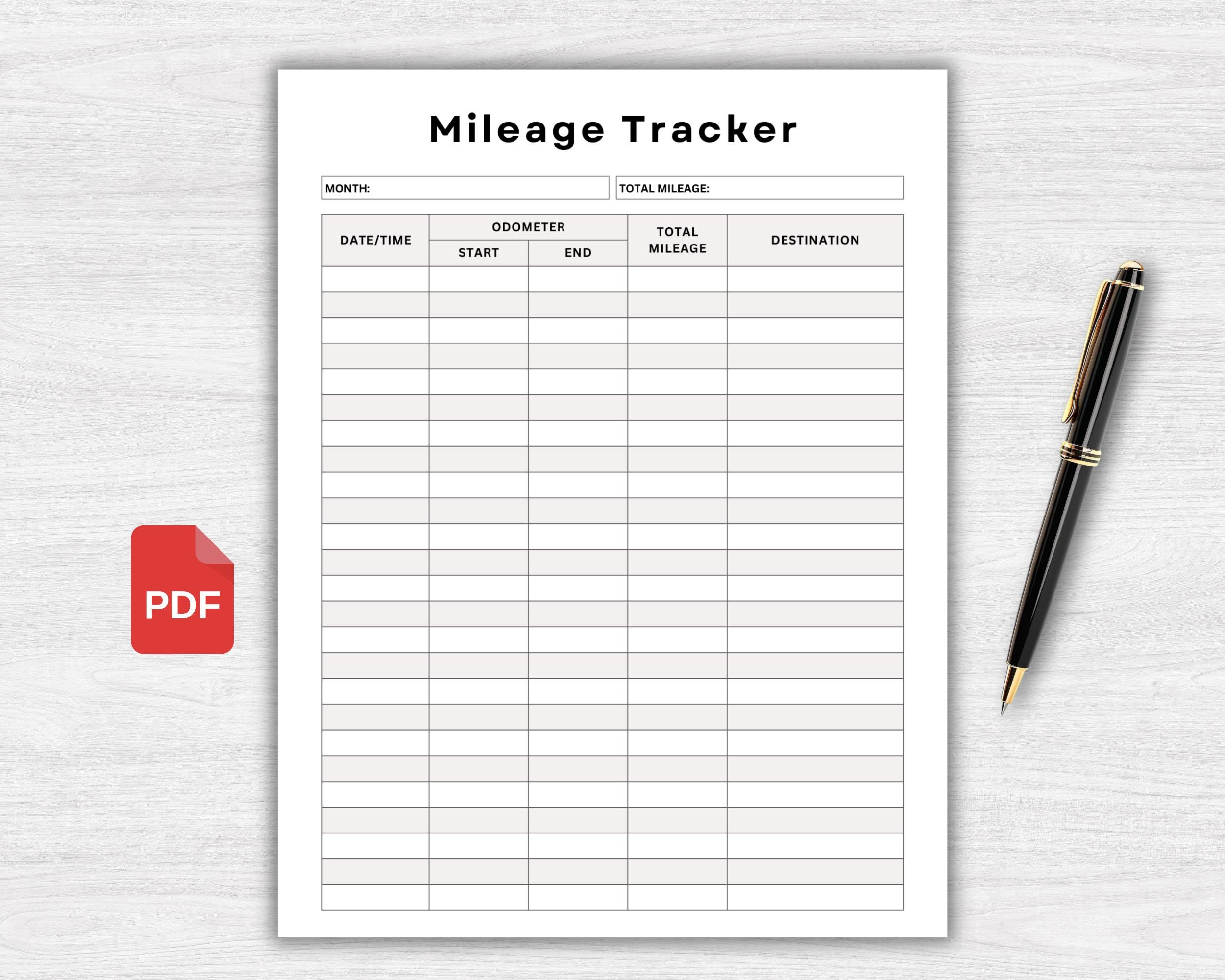 Car Mileage Log Tracker Printable | Work Trip Miles Tracker | Miles ...