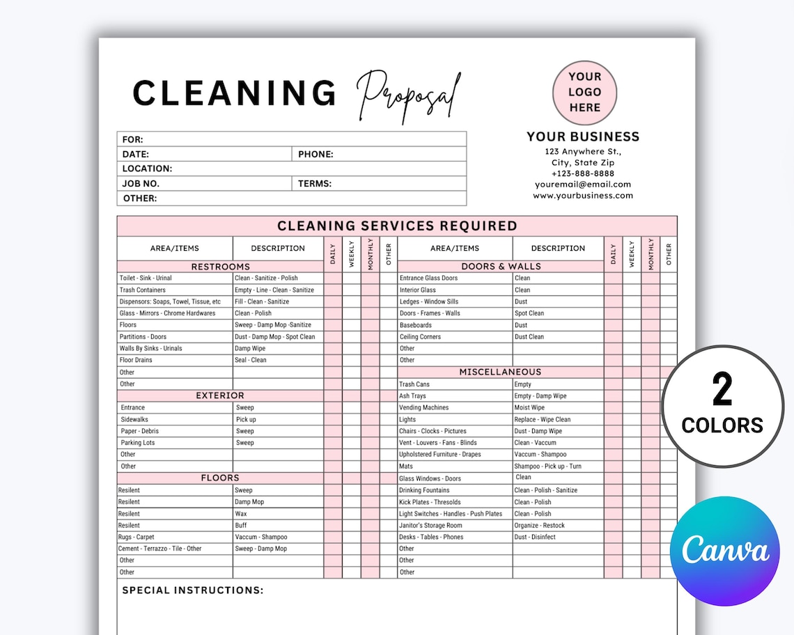Cleaning Service Proposal Template Editable. Cleaning Business Proposal ...