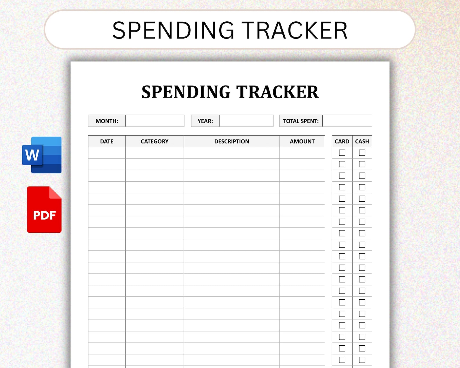 Spending Tracker Printable, Monthly Expense Log, Expense Tracker ...