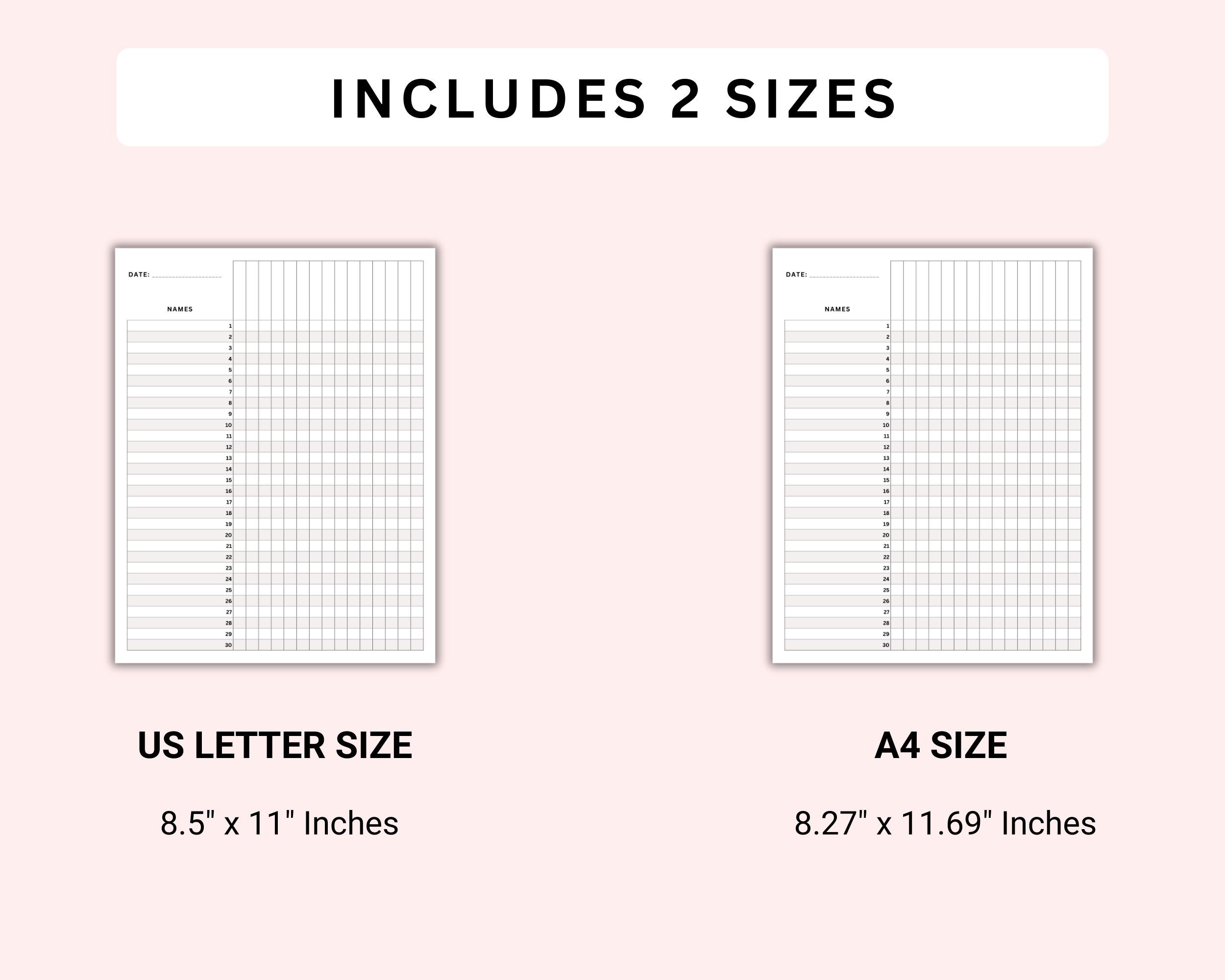 Printable Class Record. Classroom Grading Sheets. Class Gradebook ...