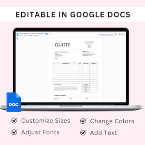 Quote Template Editable. Price Quotation Form. Job Proposal. Invoice ...