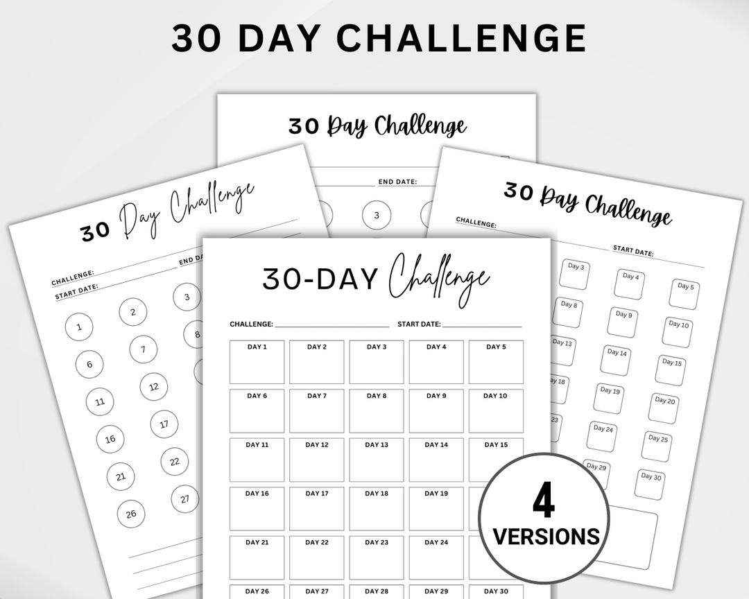 PRINTABLE 30 Day Challenge. 30 Day Challenge Goal Tracker. Fitness ...