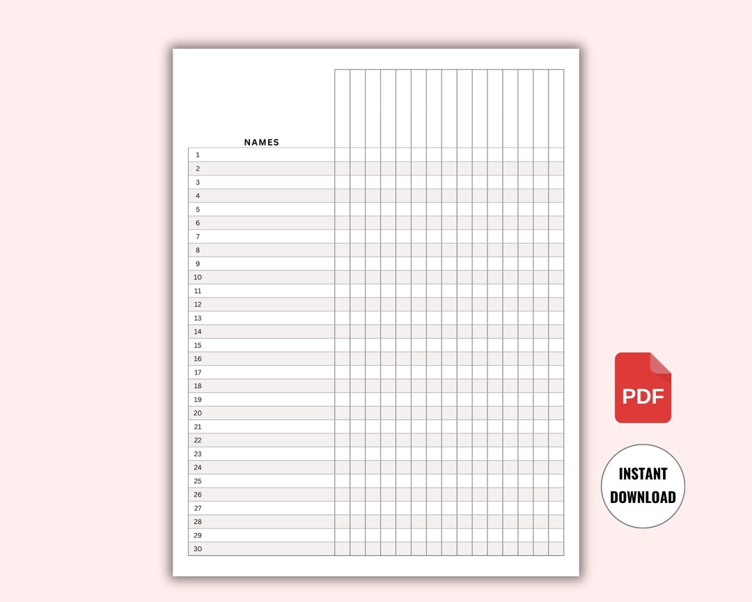 Printable Class Record. Classroom Grading Sheets. Class Gradebook ...