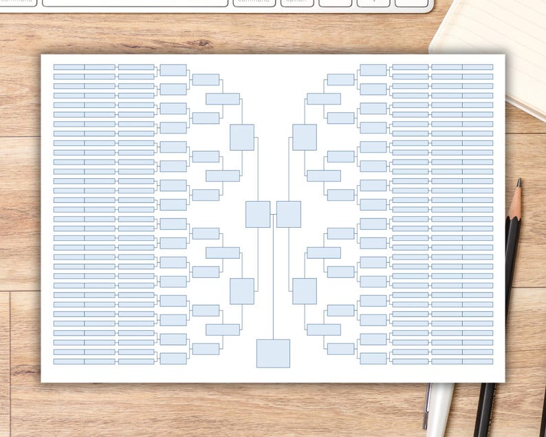 Family Tree Chart 8 Generation Printable, Genealogy Pedigree Template ...