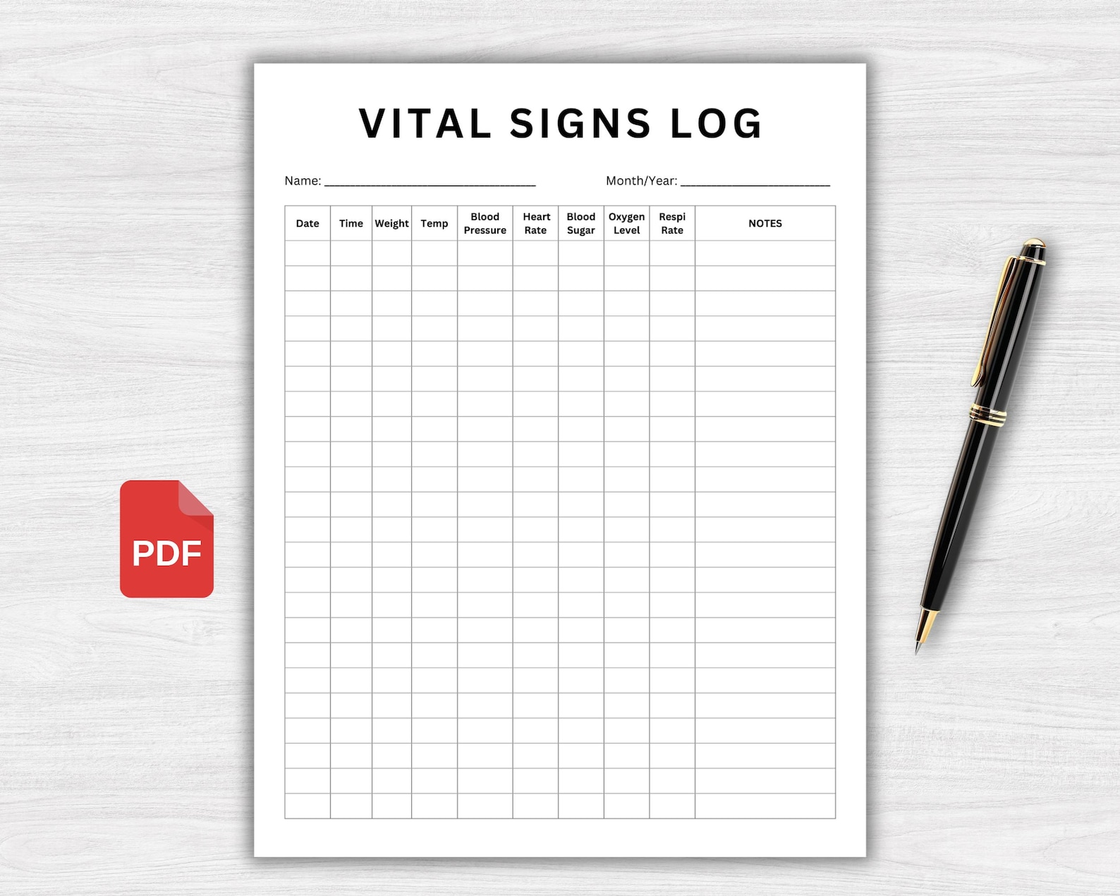 Vital Signs Tracker Printable. Vital Signs Sheet. Nursing Vitals Sheet ...