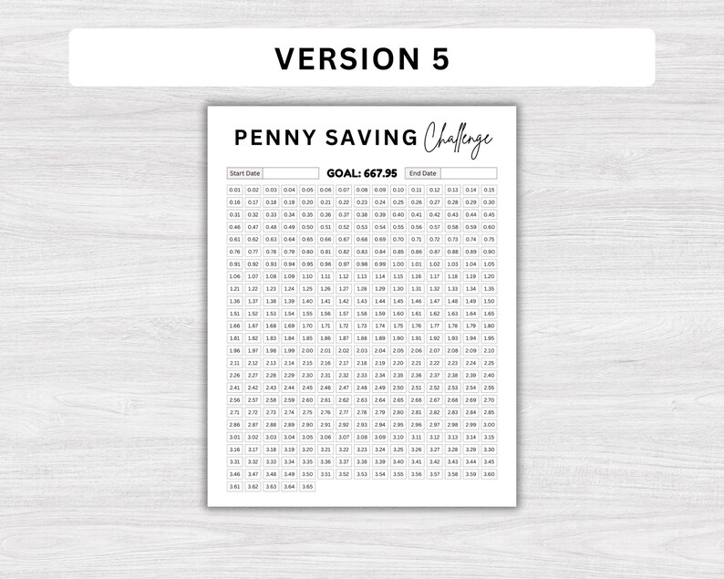 Penny Savings Challenge Printable. One Penny Saving Challenge ...