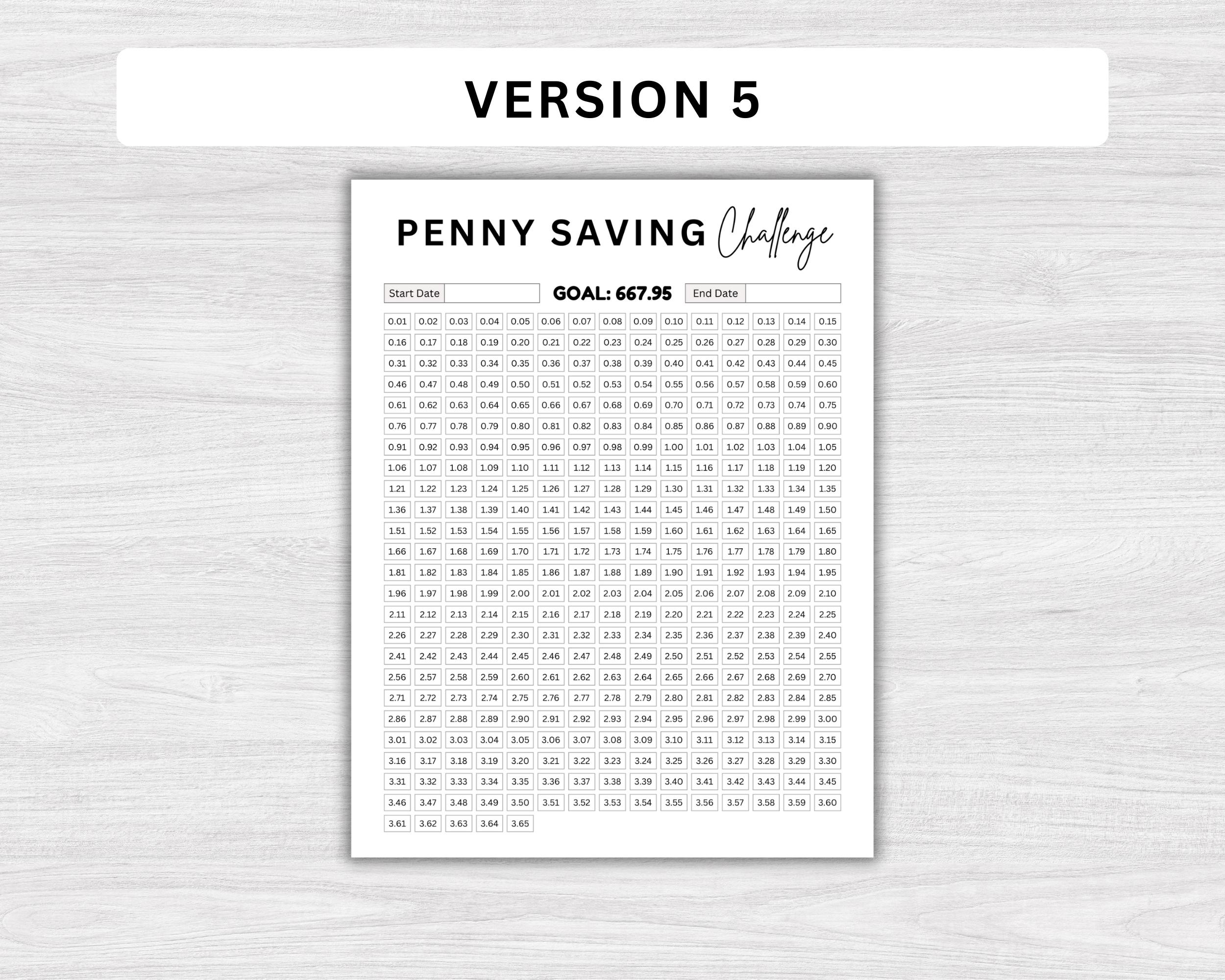 Penny Savings Challenge Printable. One Penny Saving Challenge ...
