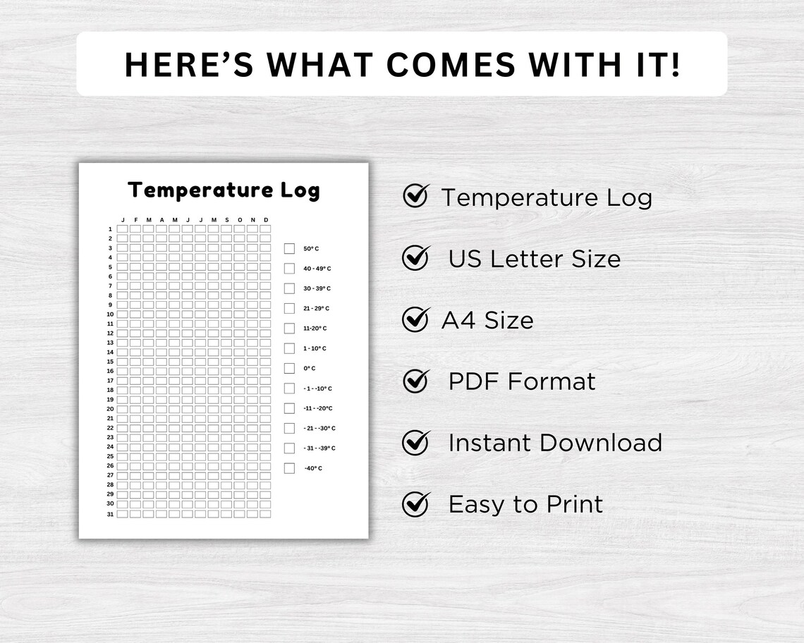 Printable Temperature Log | Weather Monitoring Sheet | PDF Climate ...