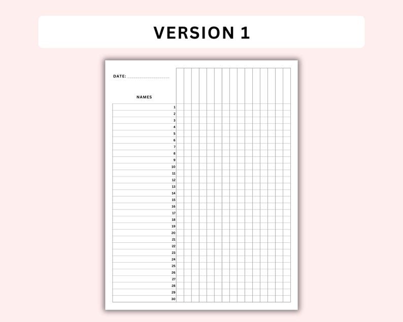 Class Record & Attendance Log Printable PDF, Class Gradebook, Classroom ...