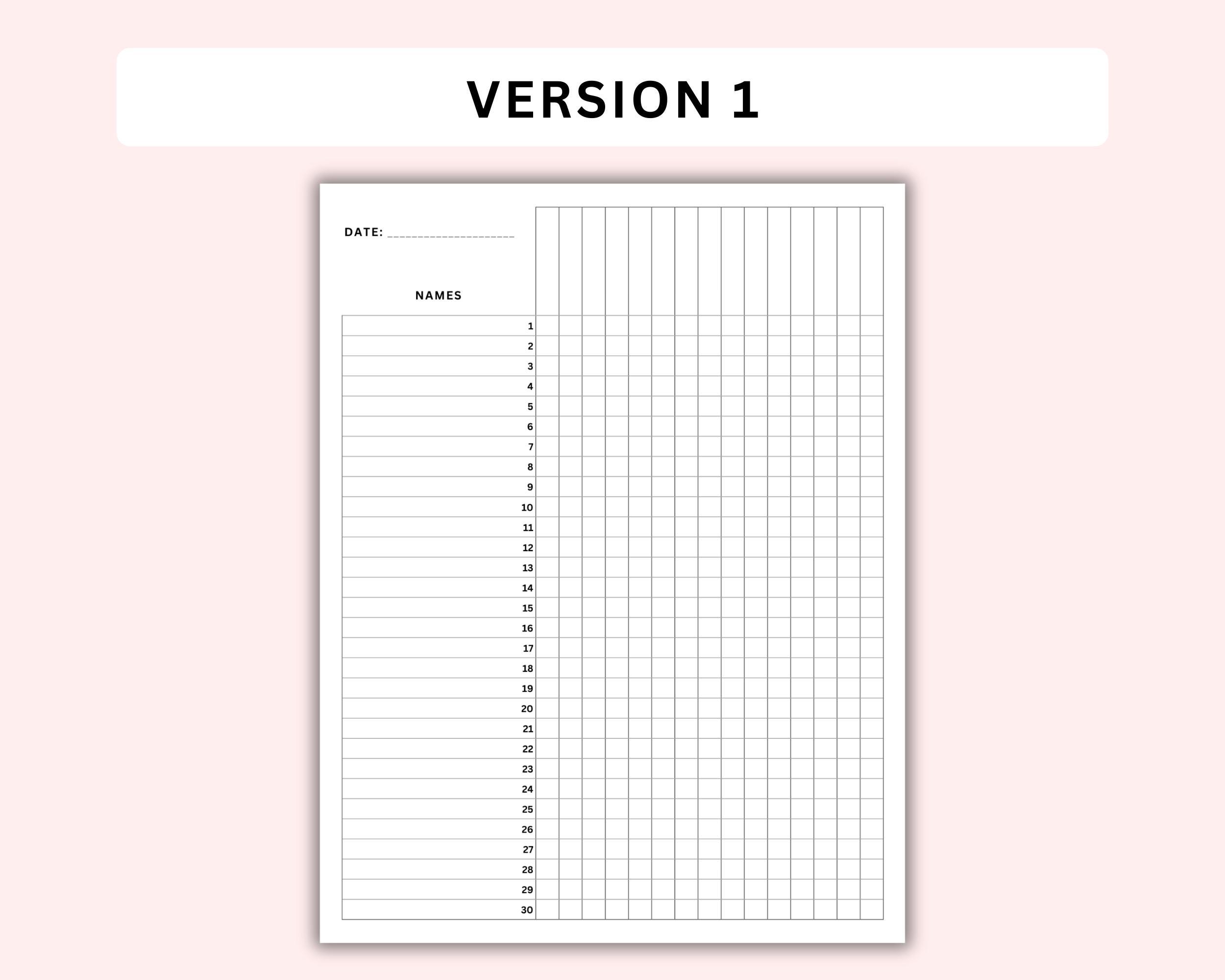 Printable Class Record. Classroom Grading Sheets. Class Gradebook ...