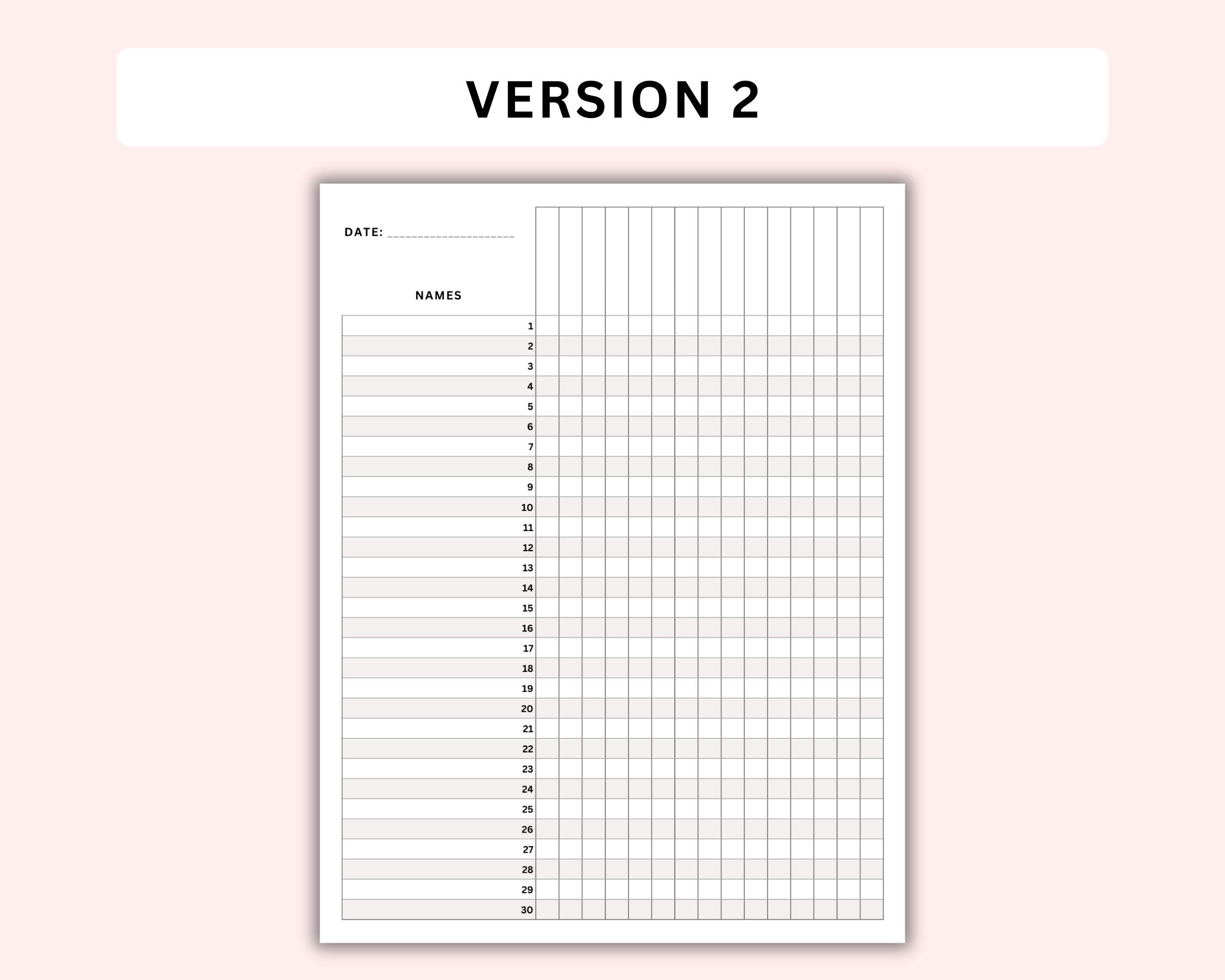 Printable Class Record. Classroom Grading Sheets. Class Gradebook ...