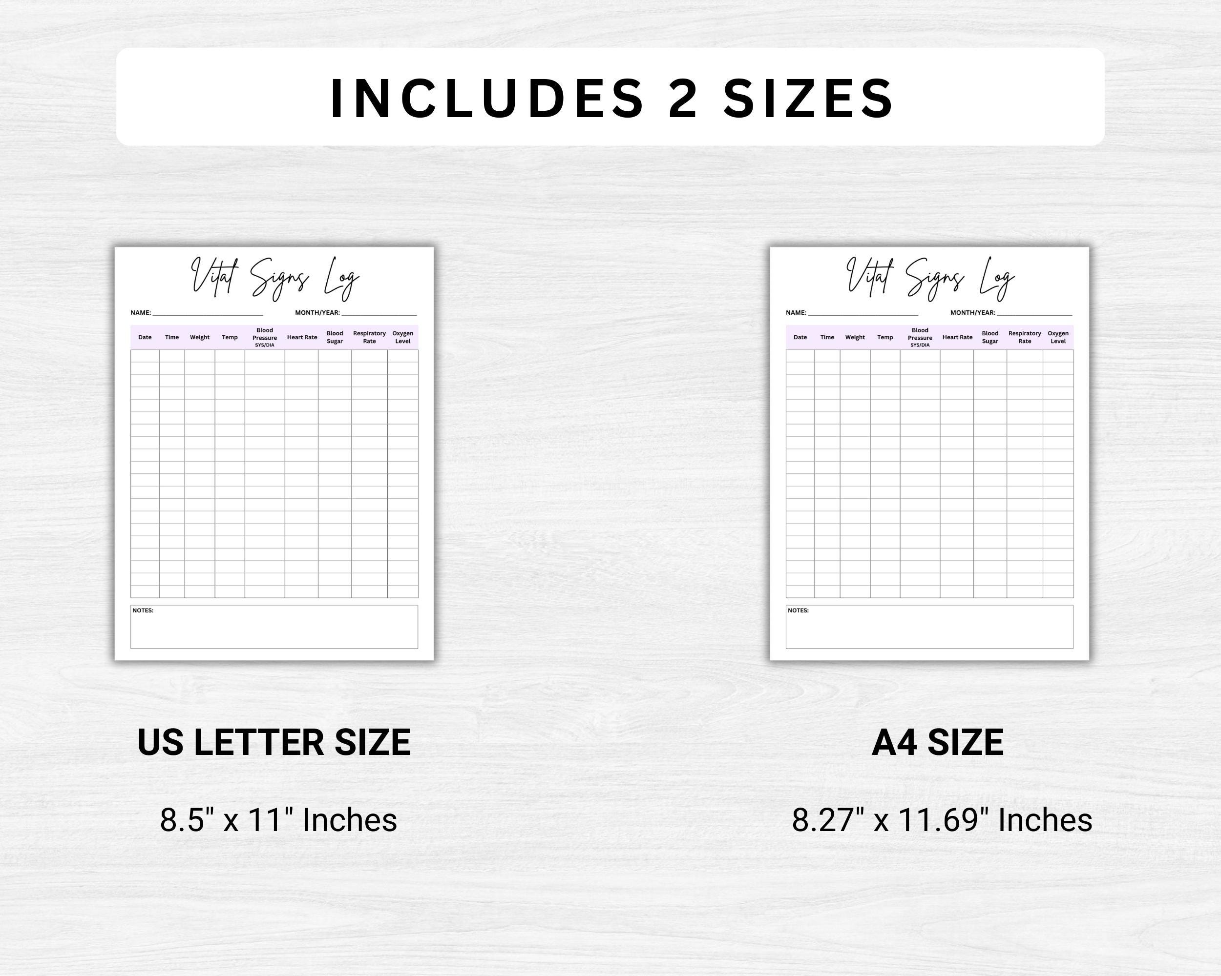 Vital Signs Log Printable | Vital Signs Tracker | Vital Signs Template ...