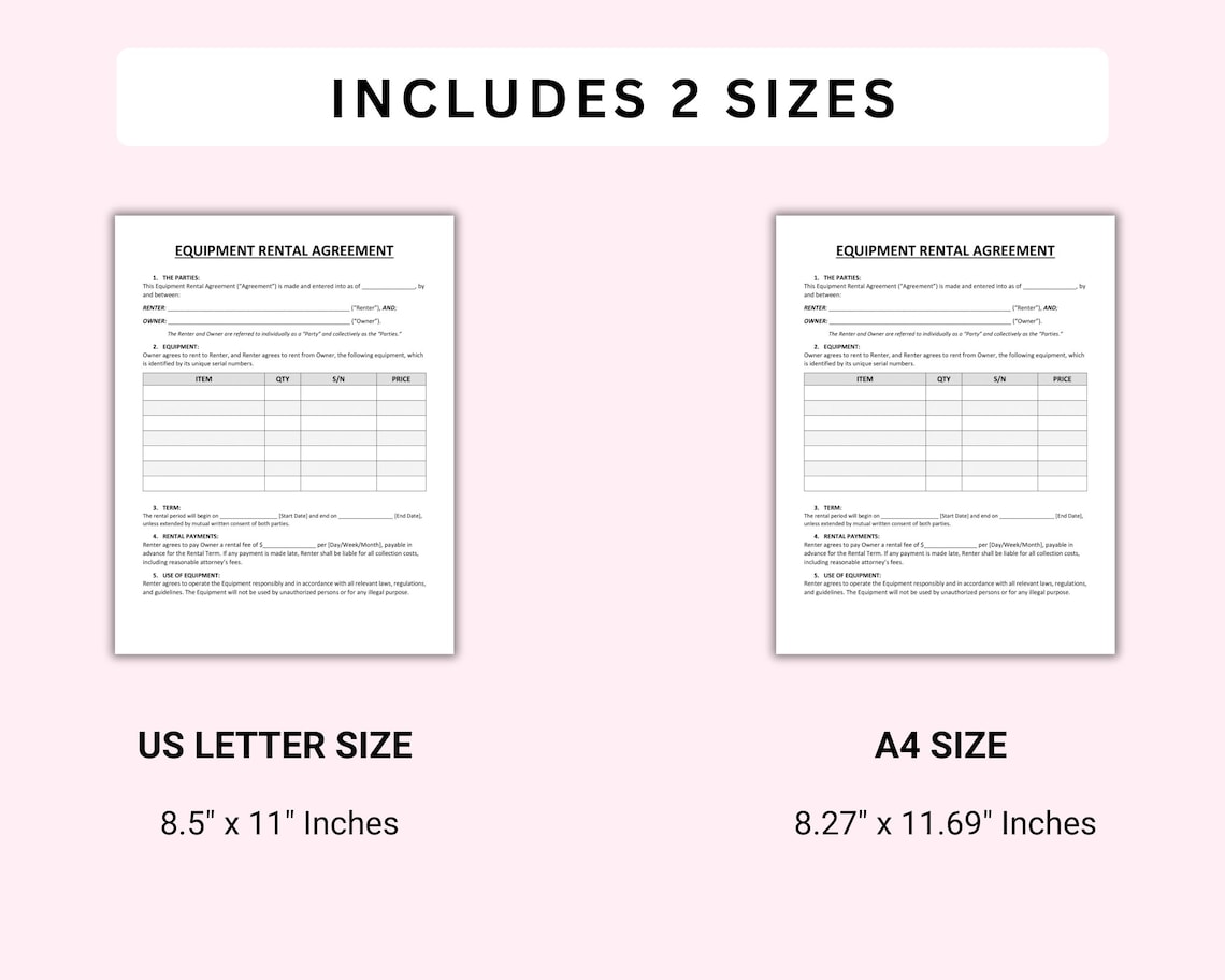 Equipment Rental Agreement Templates Editable. Equipment Rental ...
