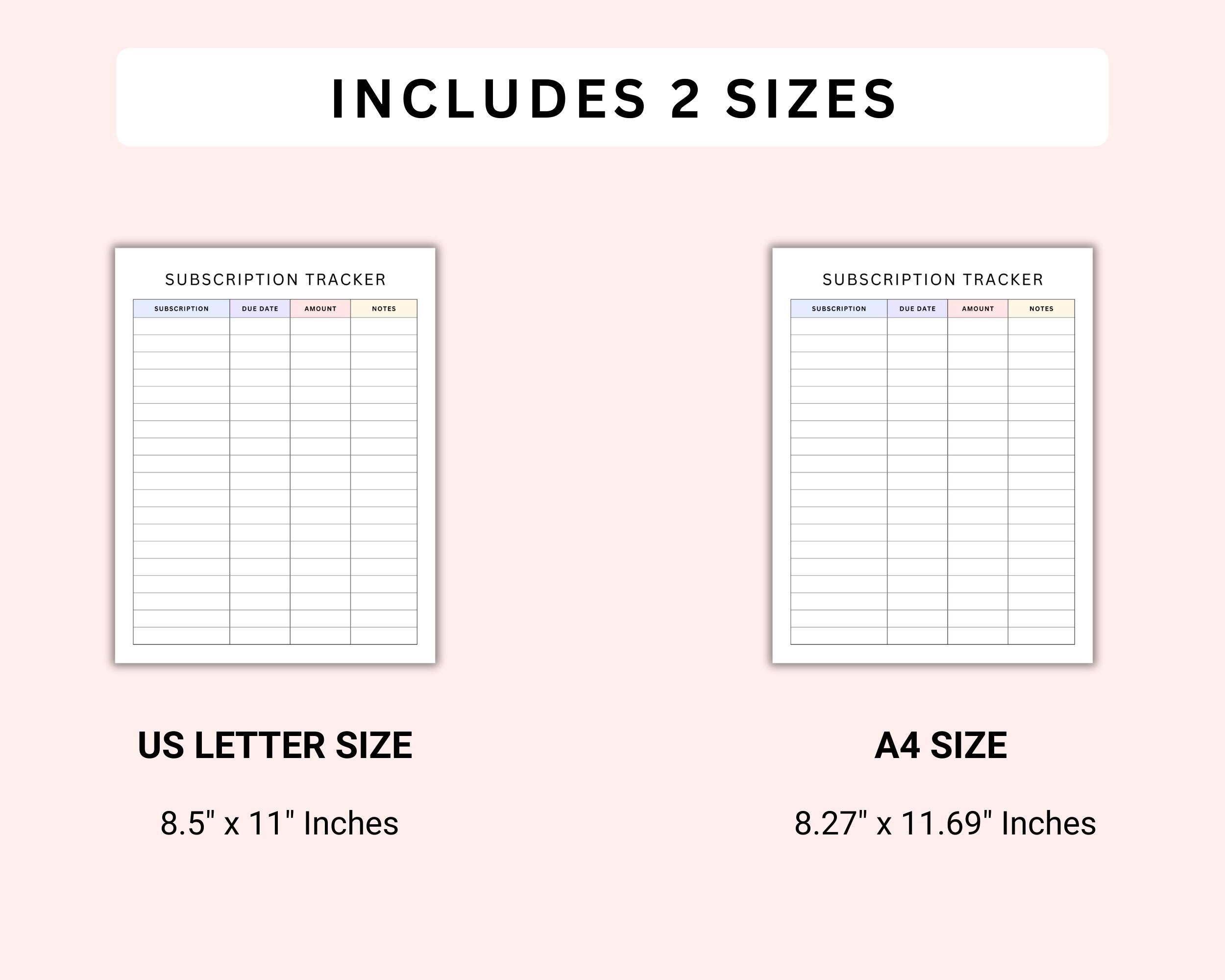 Subscription Tracker Printable, Membership Checklist, Expense Tracker ...