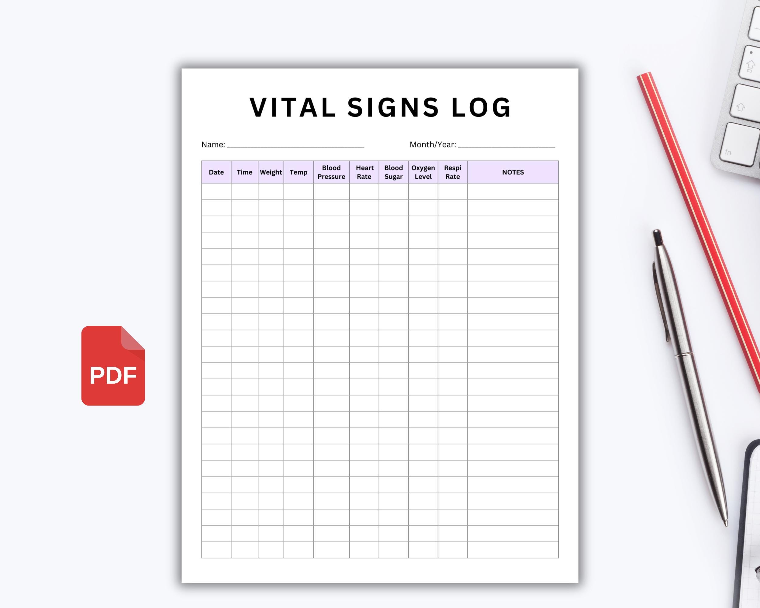 Vital Signs Tracker Printable. Vital Signs Sheet. Nursing Vitals Sheet ...