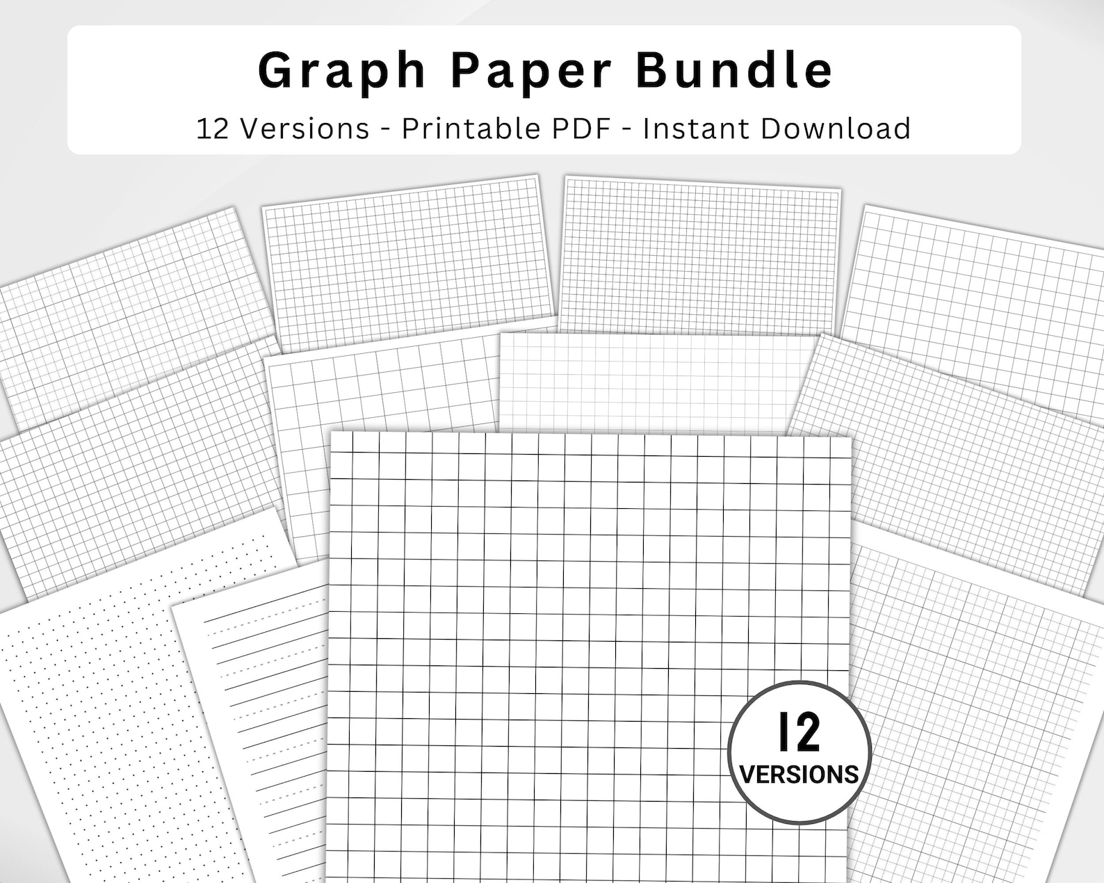 Graph Paper Bundle Printable, Graph Grid Paper, Squared Paper Digital ...