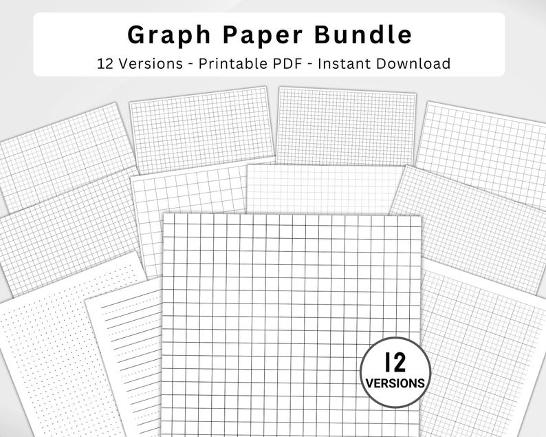 Graph Paper Bundle Printable, Graph Grid Paper, Squared Paper Digital ...
