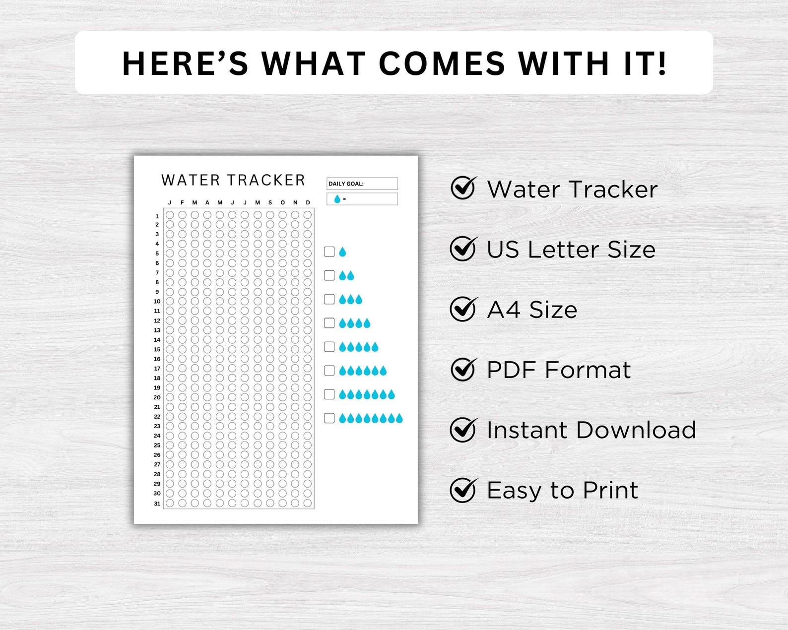 Monthly Water Tracker Printable | Monthly Hydration Log Sheet | Healthy ...