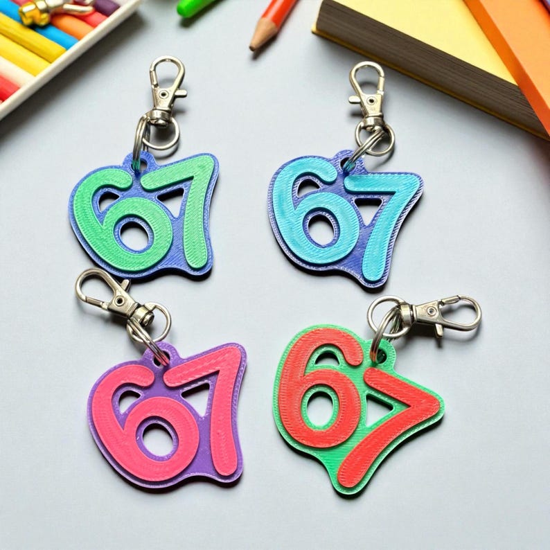 6 7 Meme Keychain – Trendy Backpack Charm, Choose Your Color - Etsy