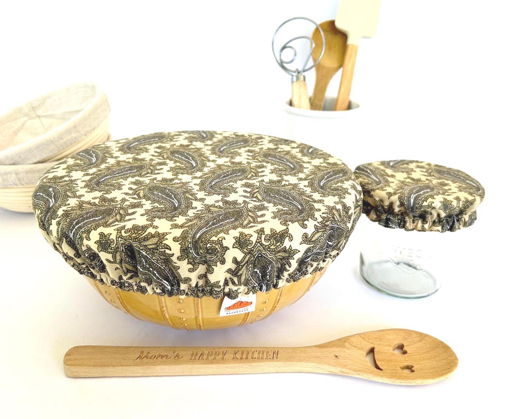 Reusable Bowl & Sourdough Starter Jar Cover Set | Cotton With Food-safe ...