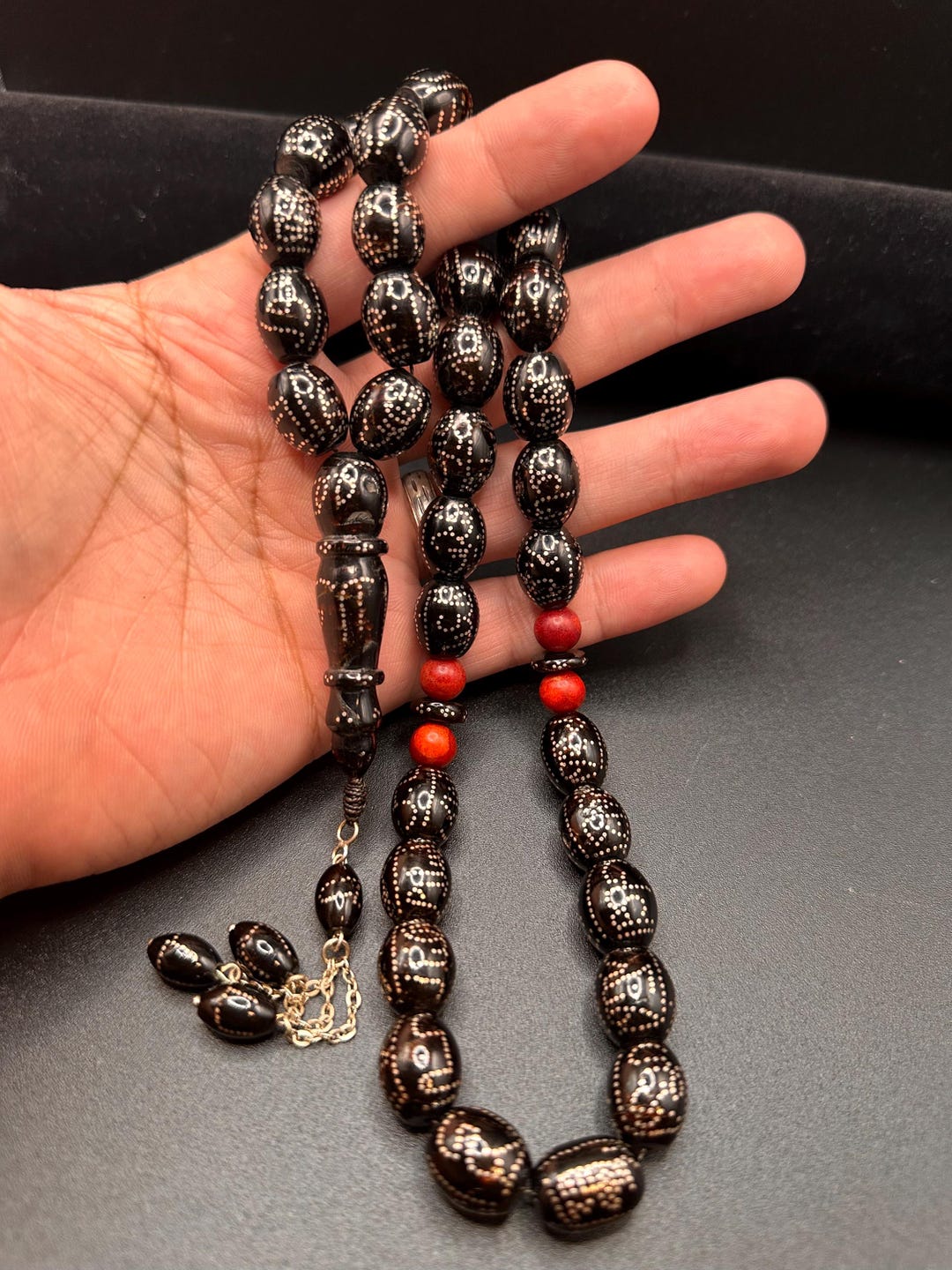 Old Old Yusur Yusuri Black Coral Tespih Missbah Prayer Beads Rosary ...