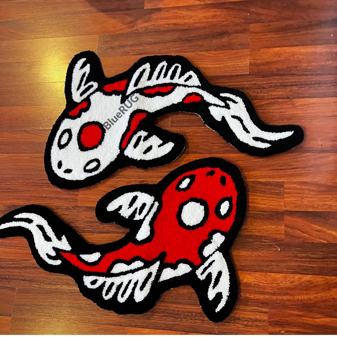 Koi Yin Yang Fish Rug Asian Tufting Rug Handmade Tufted Rugs - Etsy