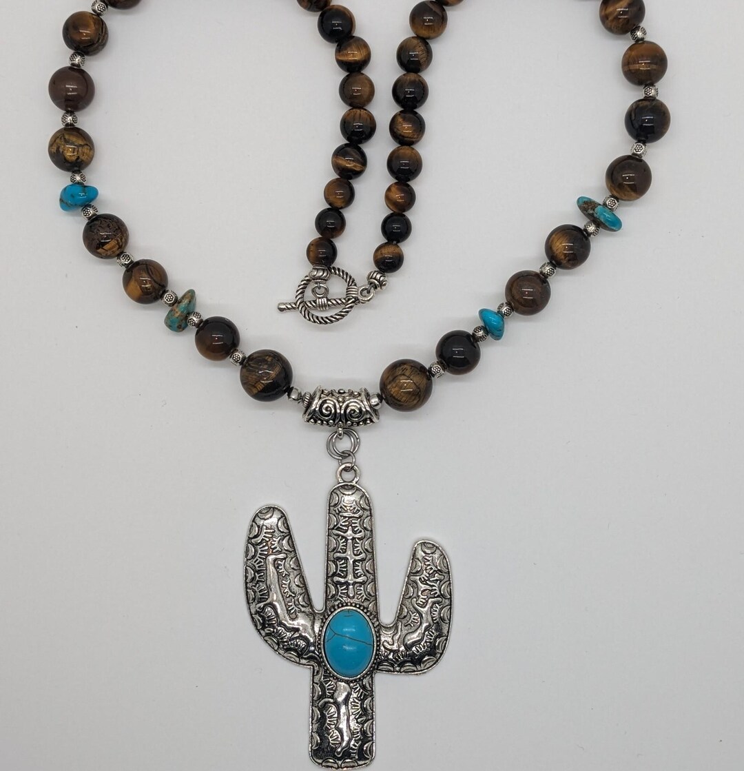 Southwest Style Desert Cactus Necklace/silver Saguaro Pendant Necklace ...